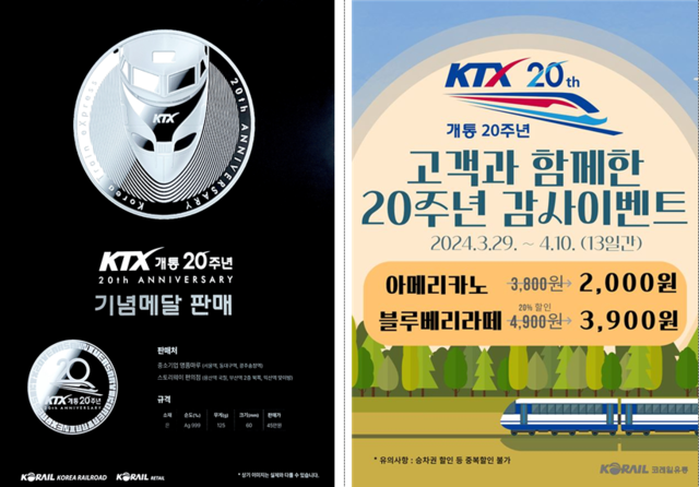 코레일유통, KTX 20주년 기념 프로모션 시행
