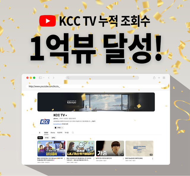 KCC, 유튜브 채널 'KCC TV' 누적 조회수 1억뷰 돌파